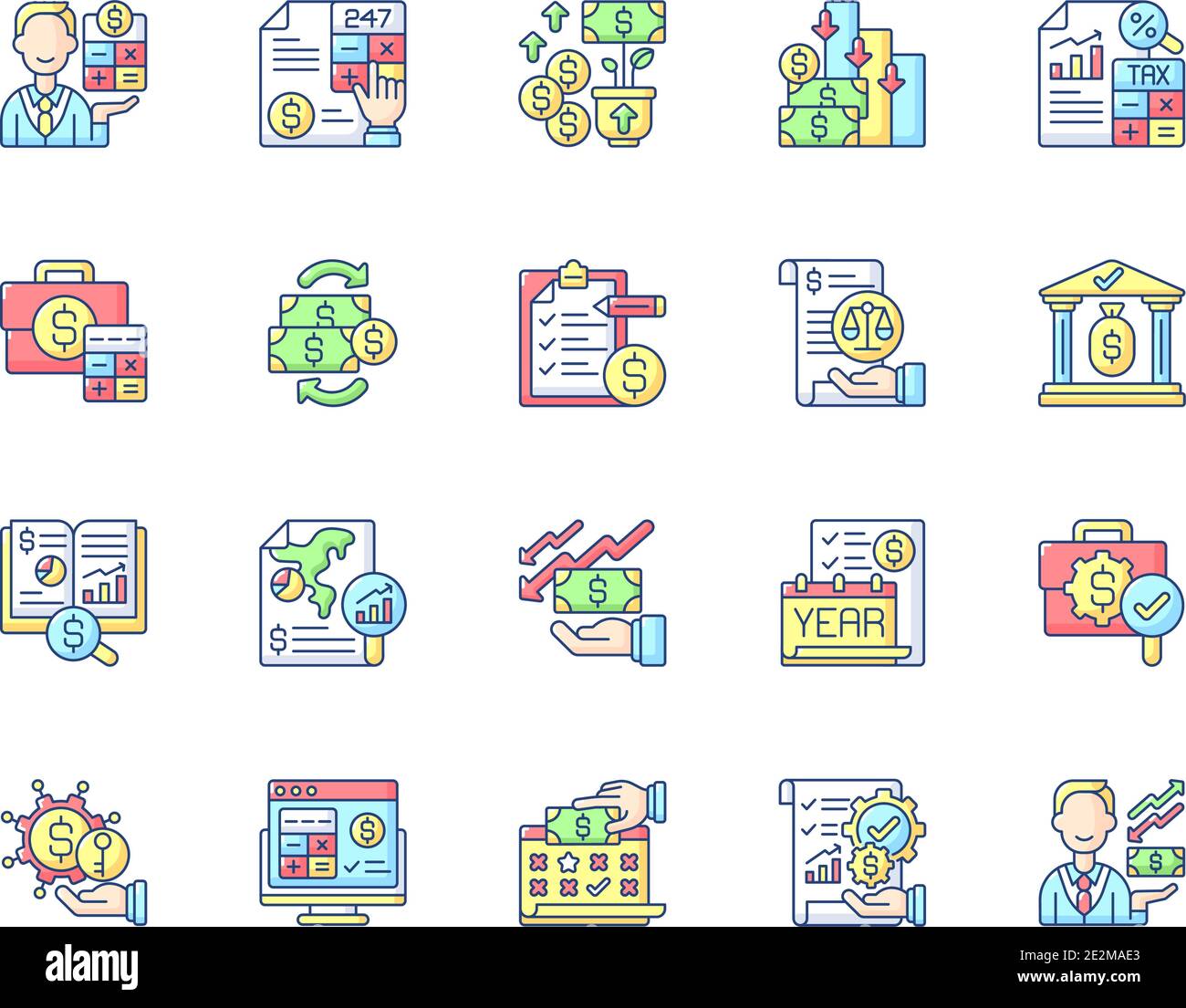Accounting RGB color icons set Stock Vector Image & Art - Alamy