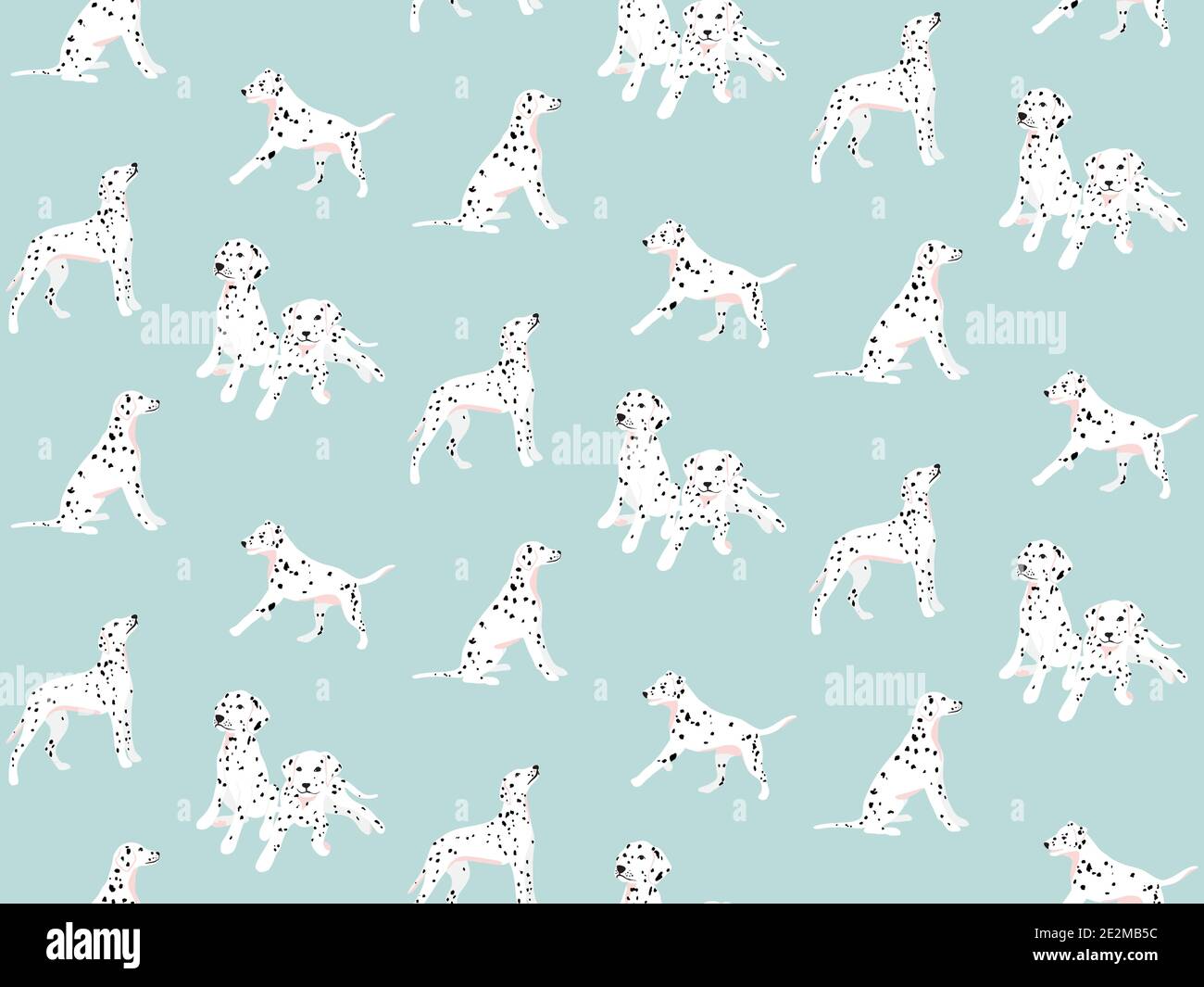 Dalmatian seamless pattern, spotted white black dogs blue seamless ...