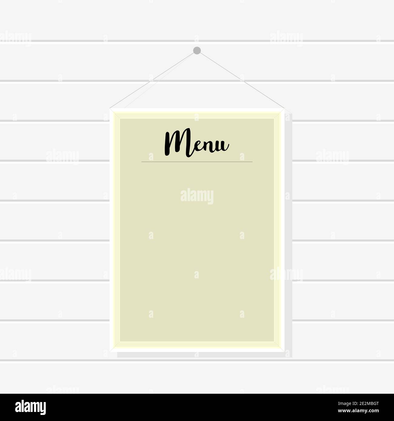 Wooden frame with an inscription Menu on light background. Flat style ...