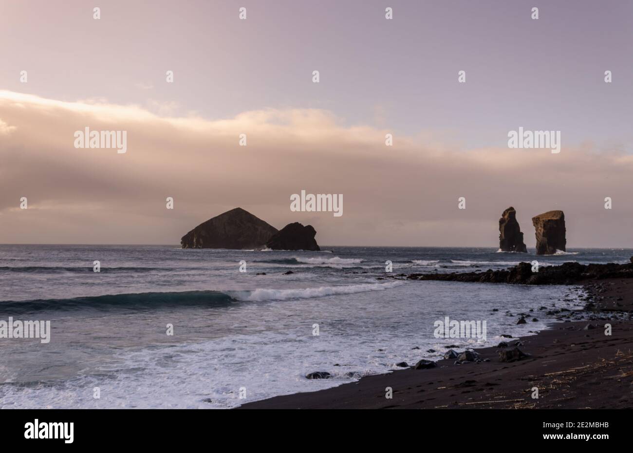 Sunset at Mosteiros beach, São Miguel island - Azores Stock Photo - Alamy