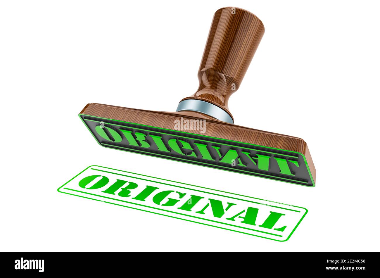 Original stamp. Wooden stamper, seal with text original, 3D rendering ...