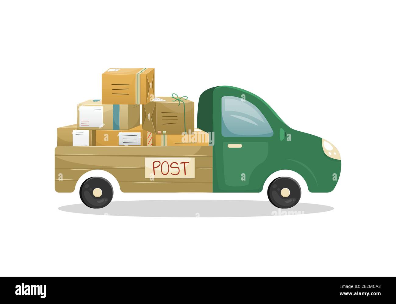 Vector illustration of a truck with an open trailer with a bunch of ...