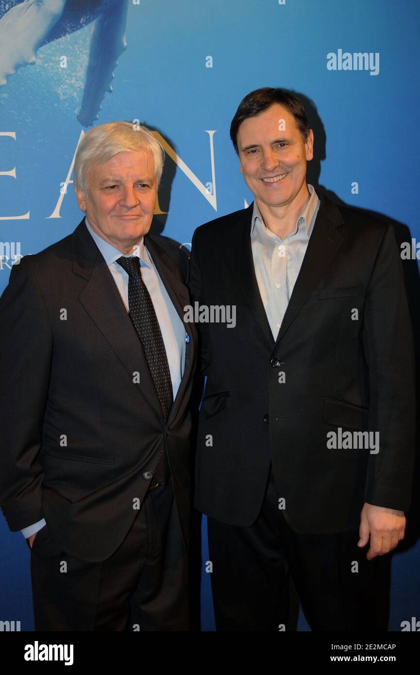Jacques Perrin and Jacques Cluzaud attending the premiere of 'Oceans ...