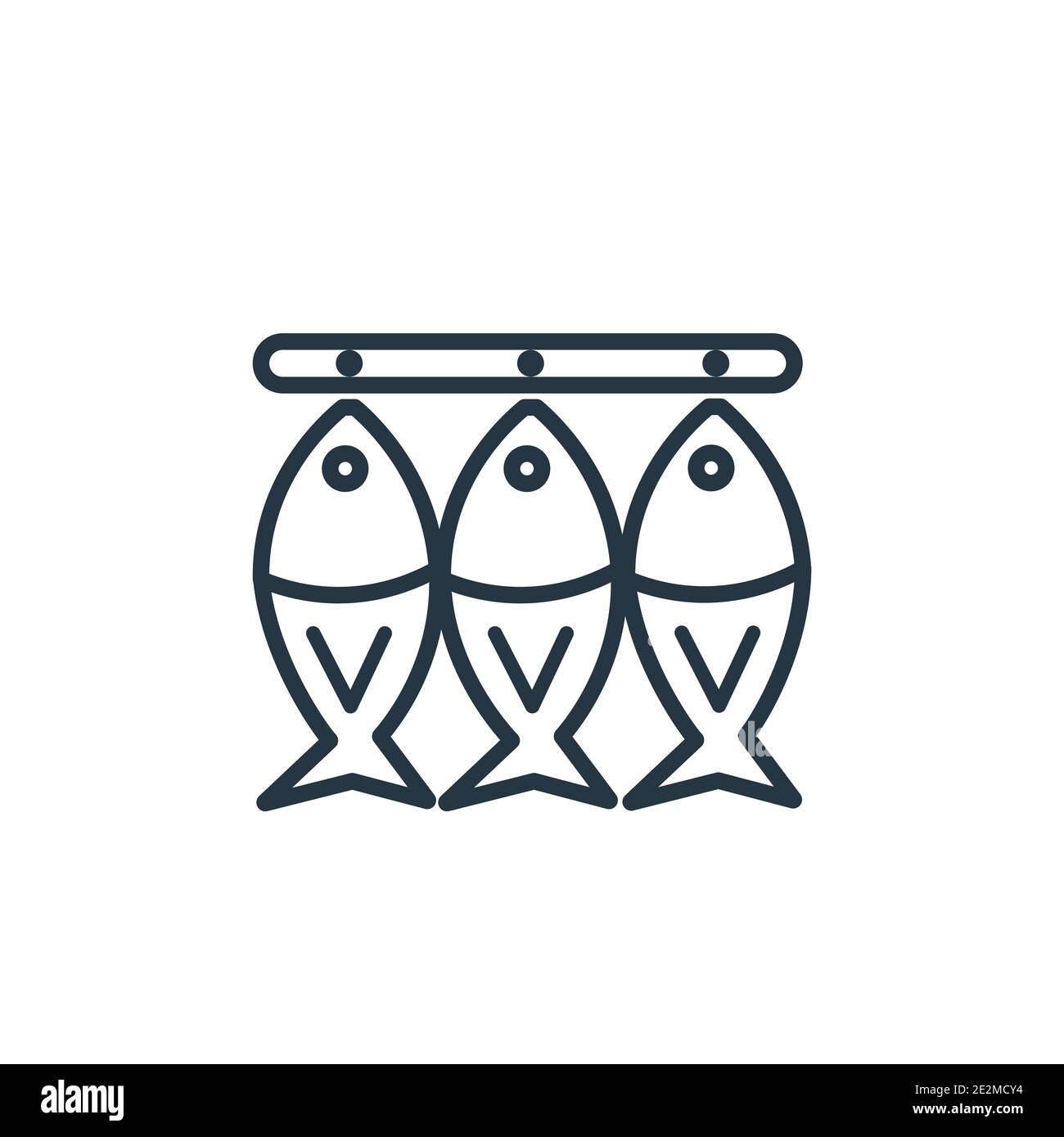 Dried fish outline vector icon. Thin line black dried fish icon, flat ...