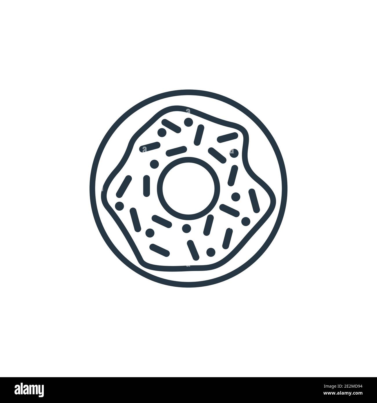 Chocolate donut outline vector icon. Thin line black chocolate donut ...