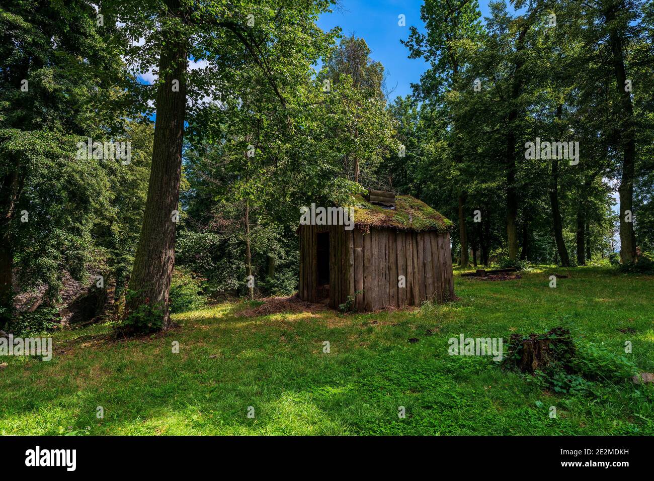 old wooden hut in the forest Stock Photo - Alamy