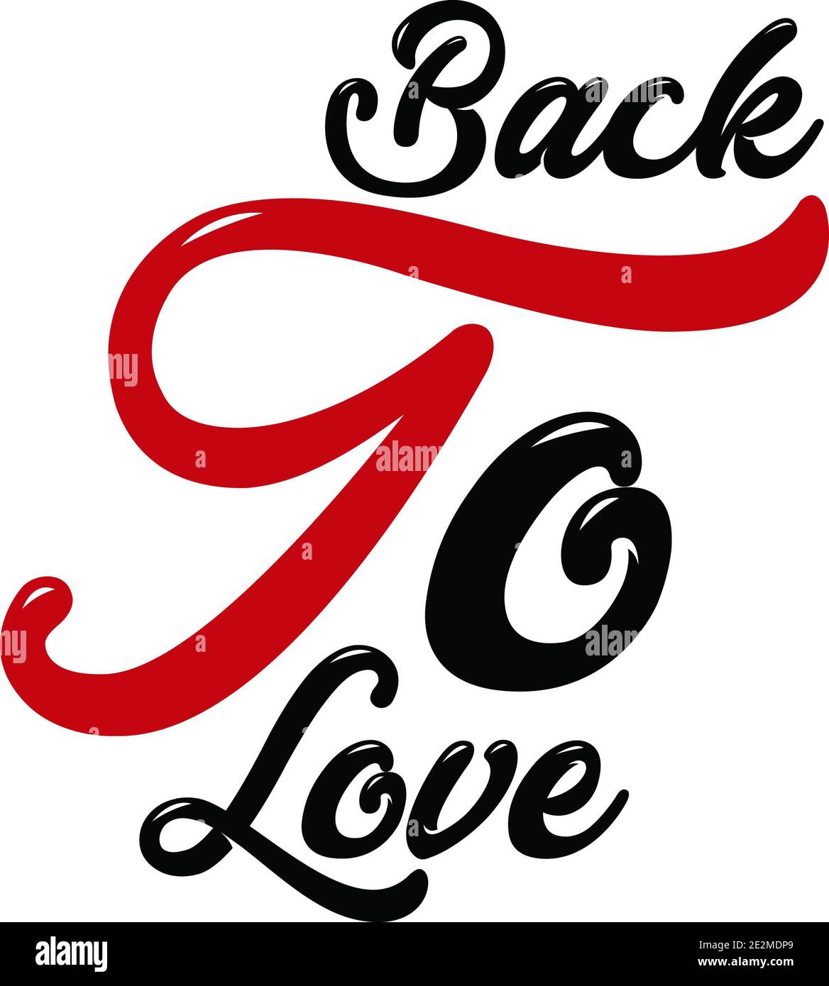 Illustration of the text "back to love" for design isolated on a white ...