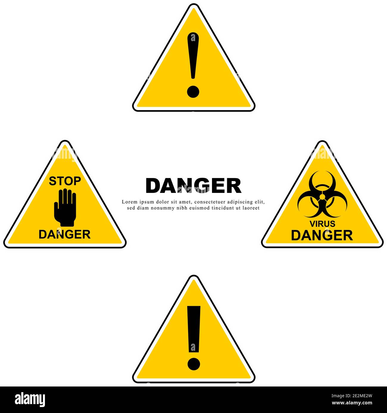 Set Danger sign. Attention sign. Exclamation. Hazard warning attention ...