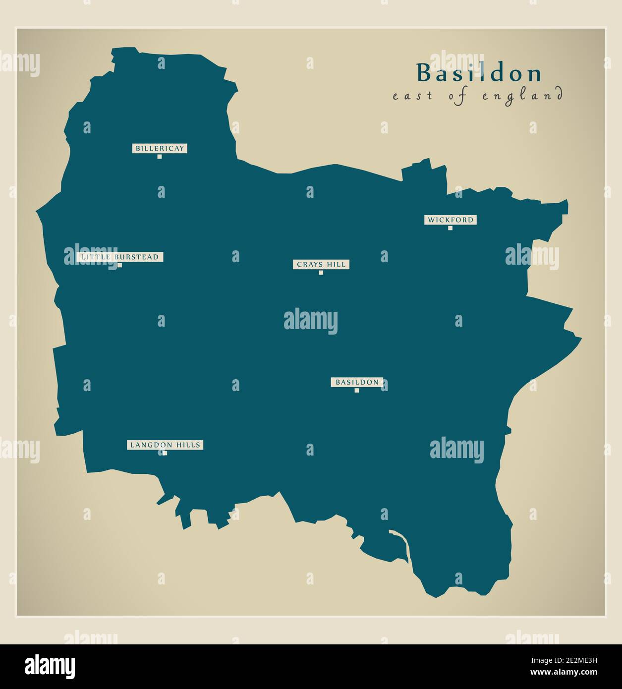 Basildon district map - England UK Stock Vector Image & Art - Alamy