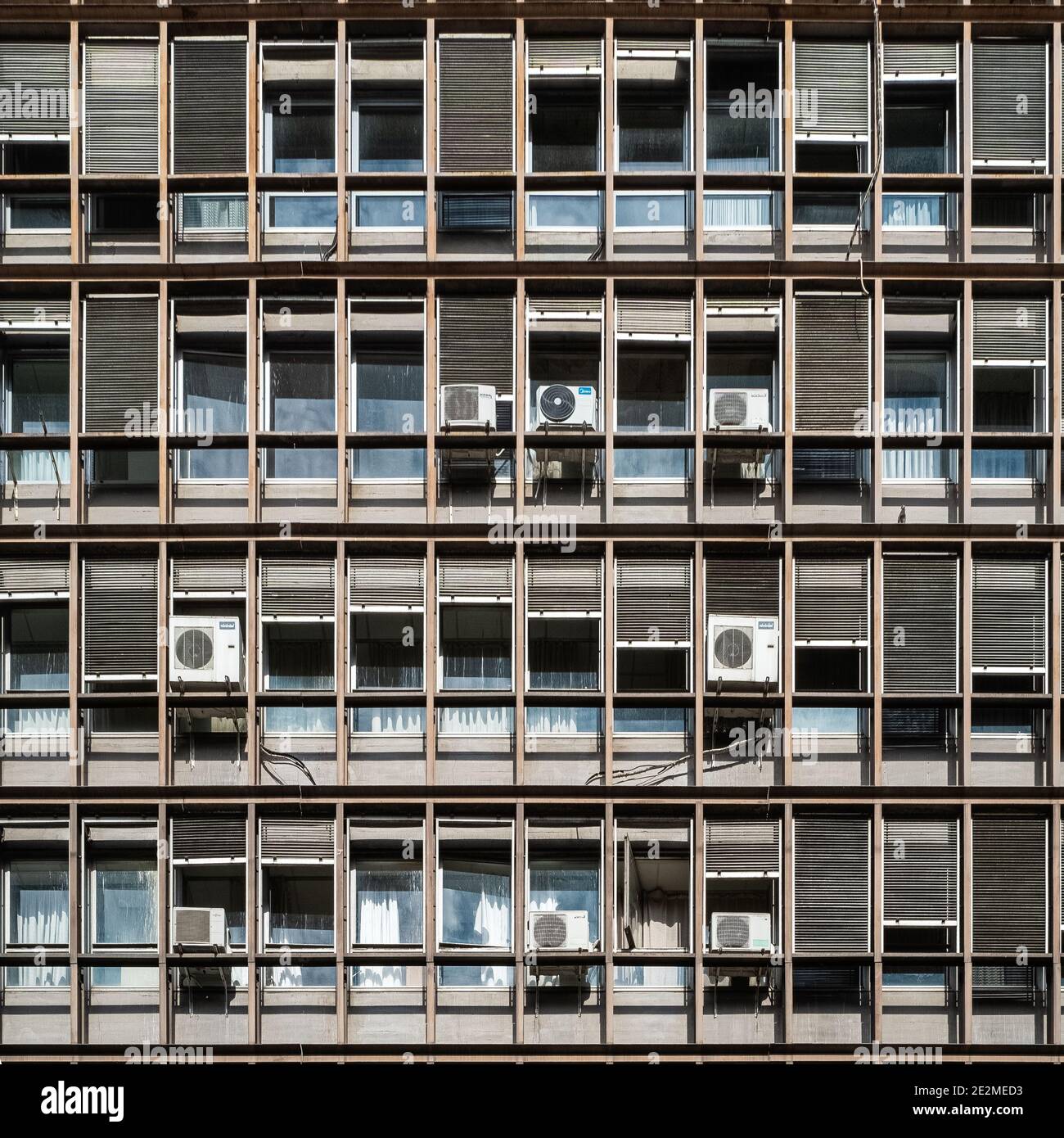 Modern structure of an exterior wall of an office building in Athens ...