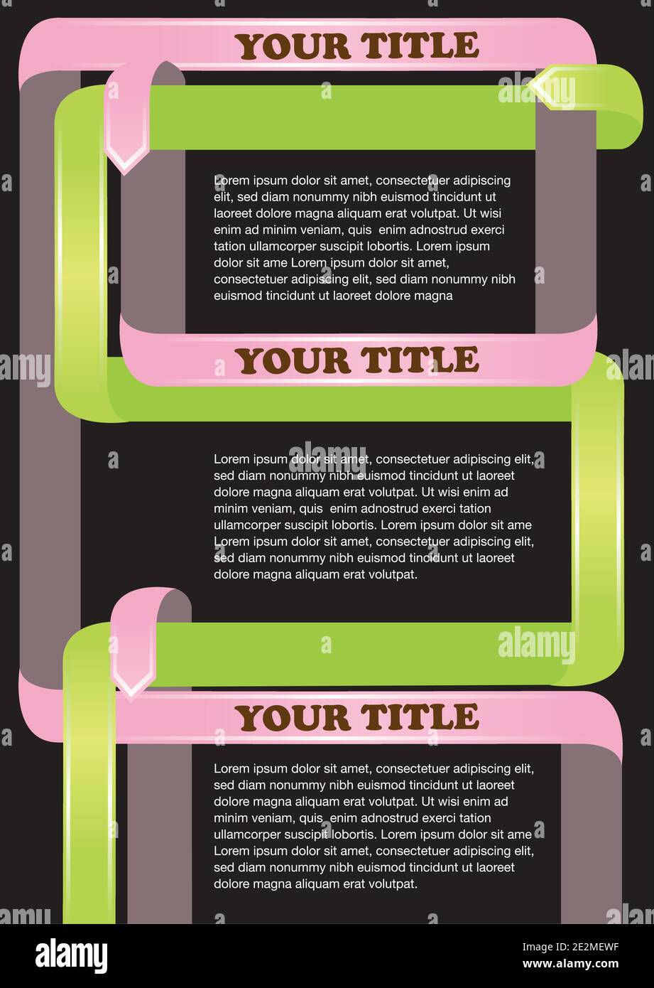 Colorful ribbon folding Vector Layout Design Template with area for ...