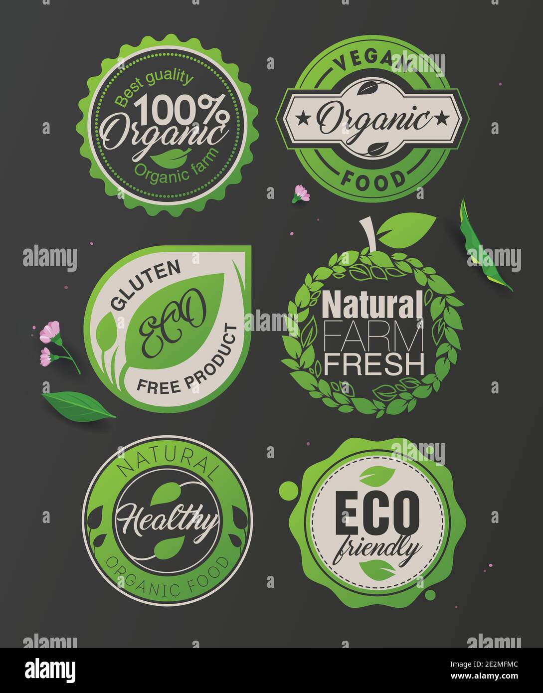 Organic food labels and badges. Organic element for food and drink ...
