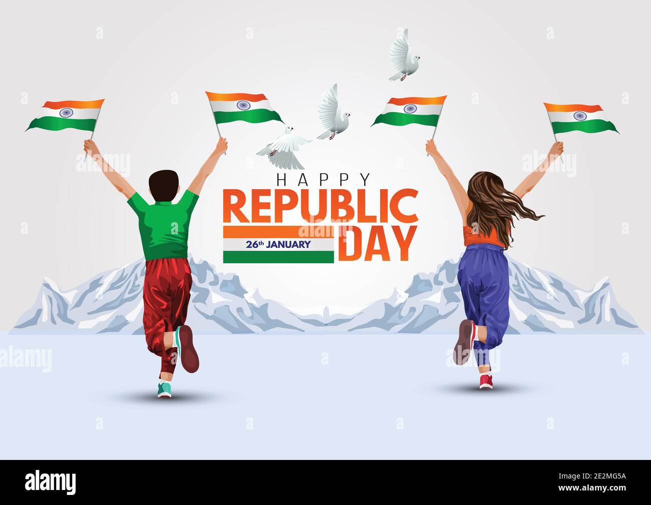 happy republic day India 26th January. a man and girl running with ...