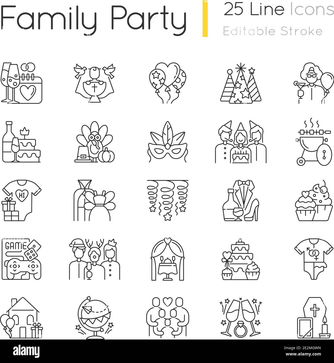 Family party linear icons set Stock Vector Image & Art - Alamy