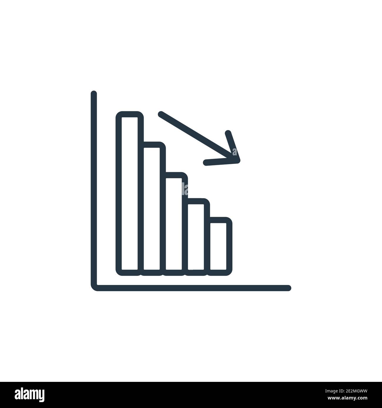 Decrease outline vector icon. Thin line black decrease icon, flat vector simple element ...