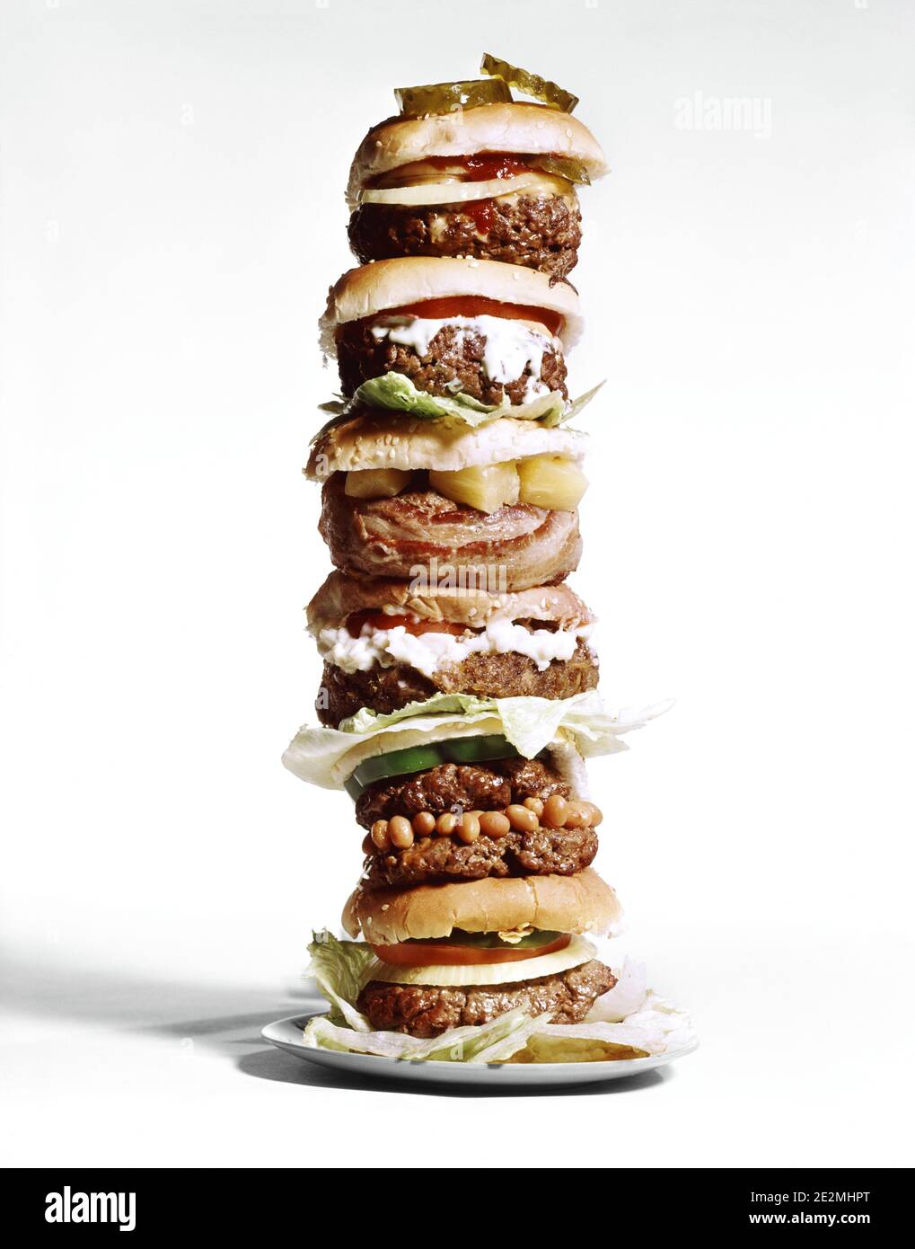 1980s SUPER GIANT LARGE HAMBURGER WITH EVERYTHING AND PICKLES STACKED ...