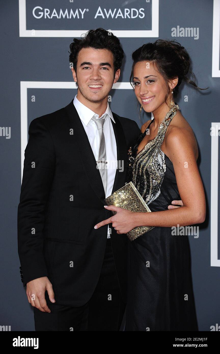 Kevin Jonas and Danielle Deleasa at the 52nd Annual Grammy Awards, held at the Staples Center in ...