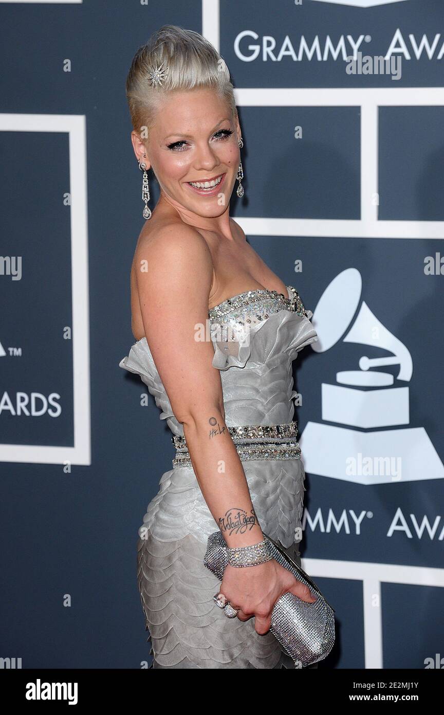 Pink at the 52nd Annual Grammy Awards, held at the Staples Center in ...
