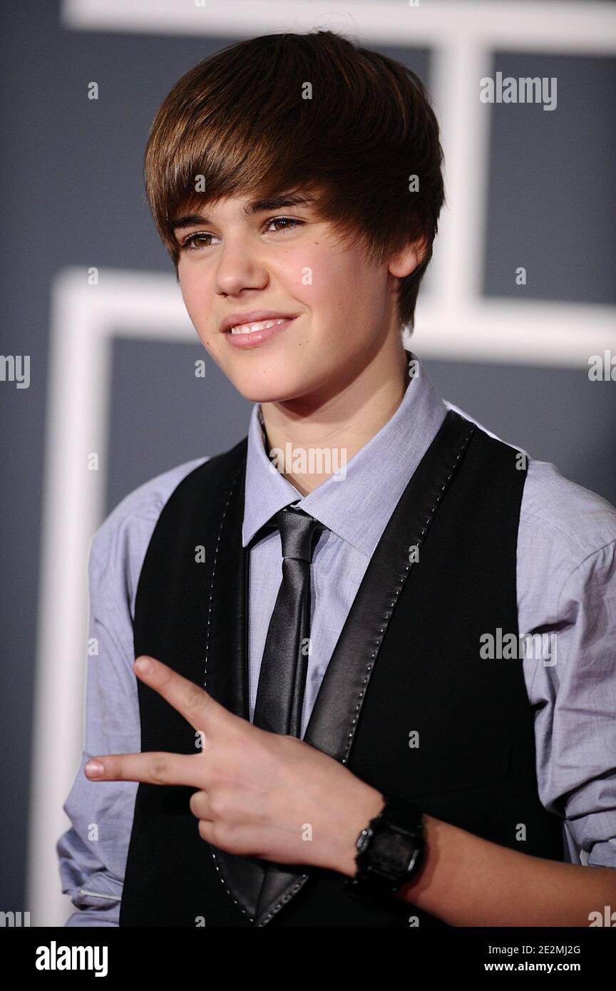 Justin Bieber at the 52nd Annual Grammy Awards, held at the Staples ...