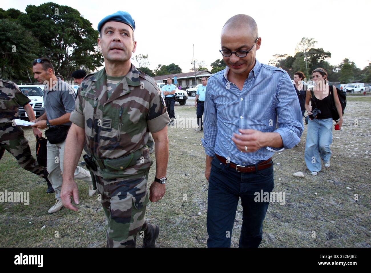 French ambassador to Haiti Didier Le Bret (R) with French Foreign ...