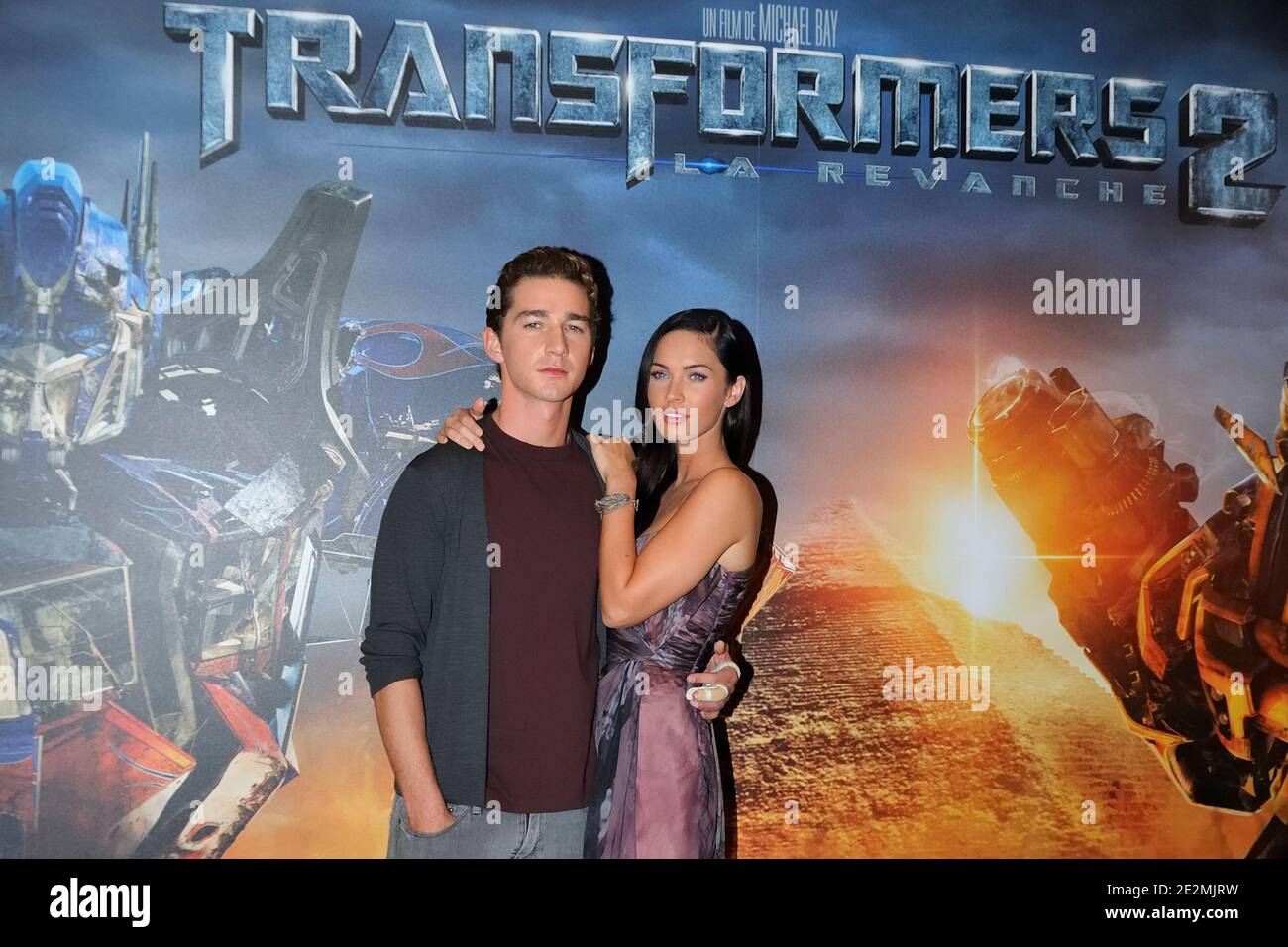Megan Fox and Shia Labeouf posing for pictures during the photocall of ...