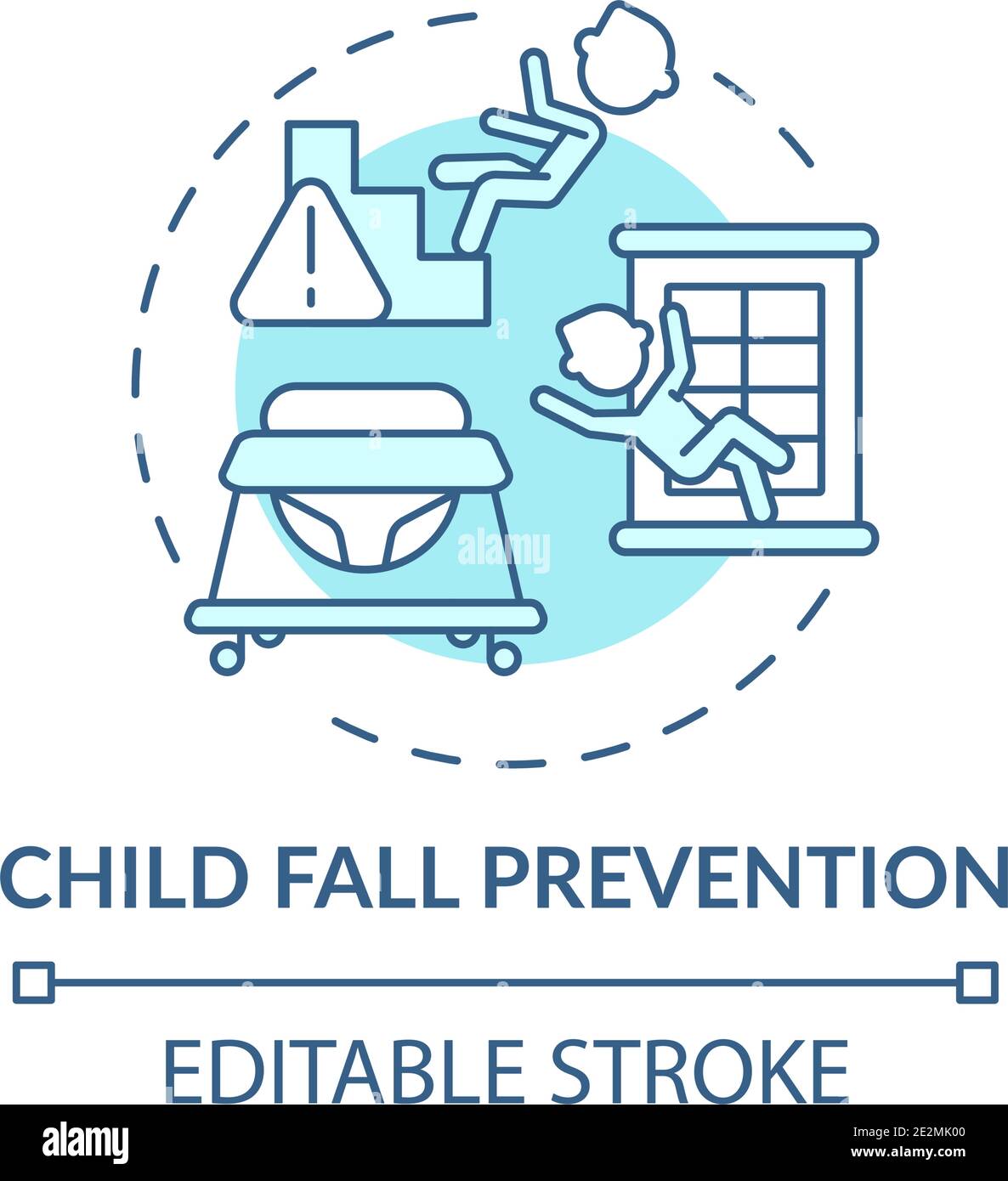 Child fall prevention turquoise concept icon Stock Vector Image & Art ...