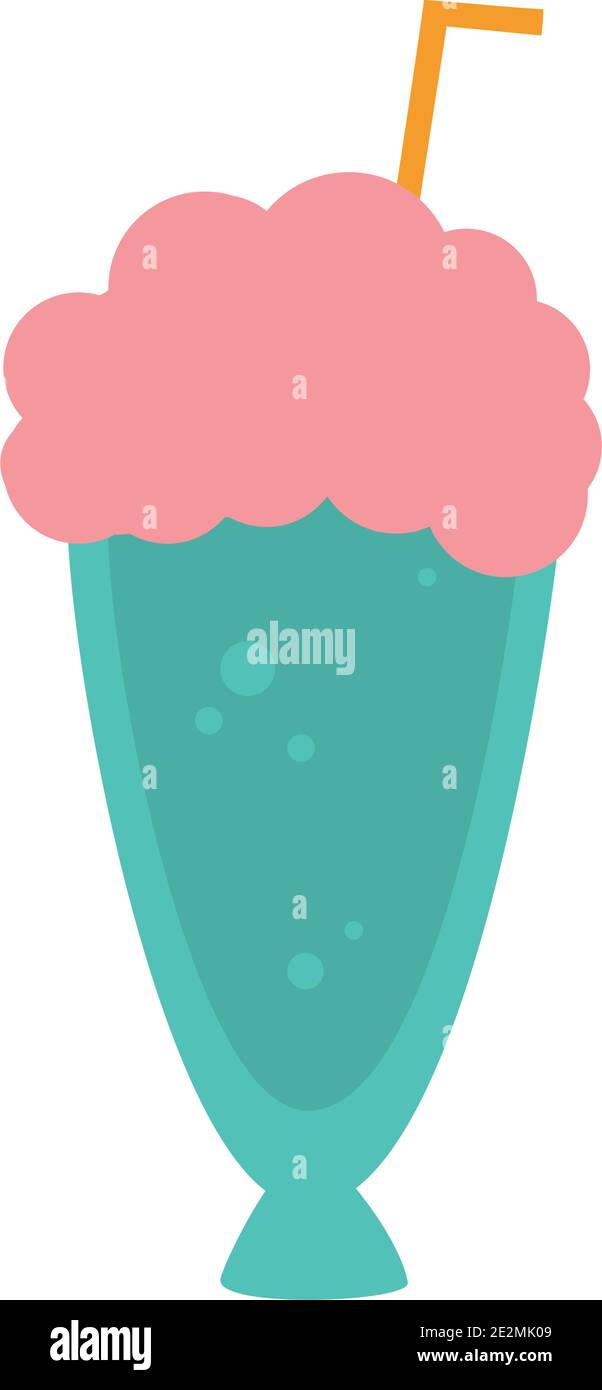 milkshake glass hand drawn icon over white background, colorful design ...