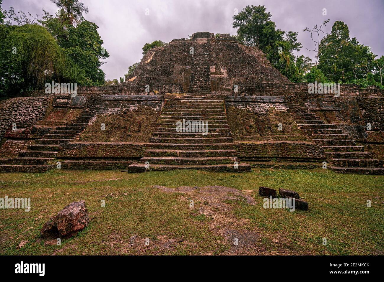 Lamanai Mayan ruins in Belize. The High Temple of Lamanai Stock Photo ...