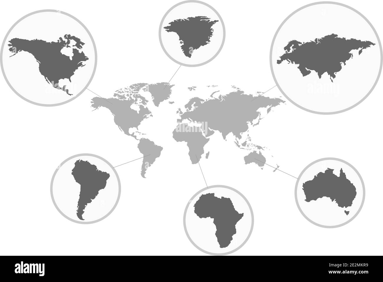 Map of the world with its individual parts. Grey Political World Map ...