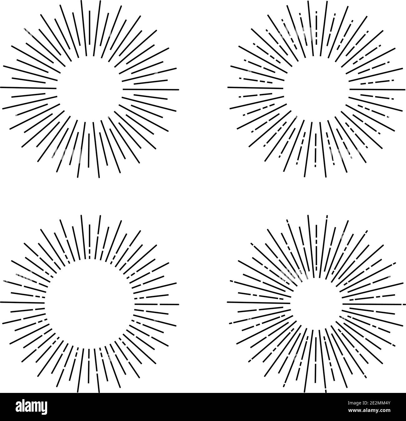 Set Linear sun rays painted in vintage style Stock Vector Image & Art ...