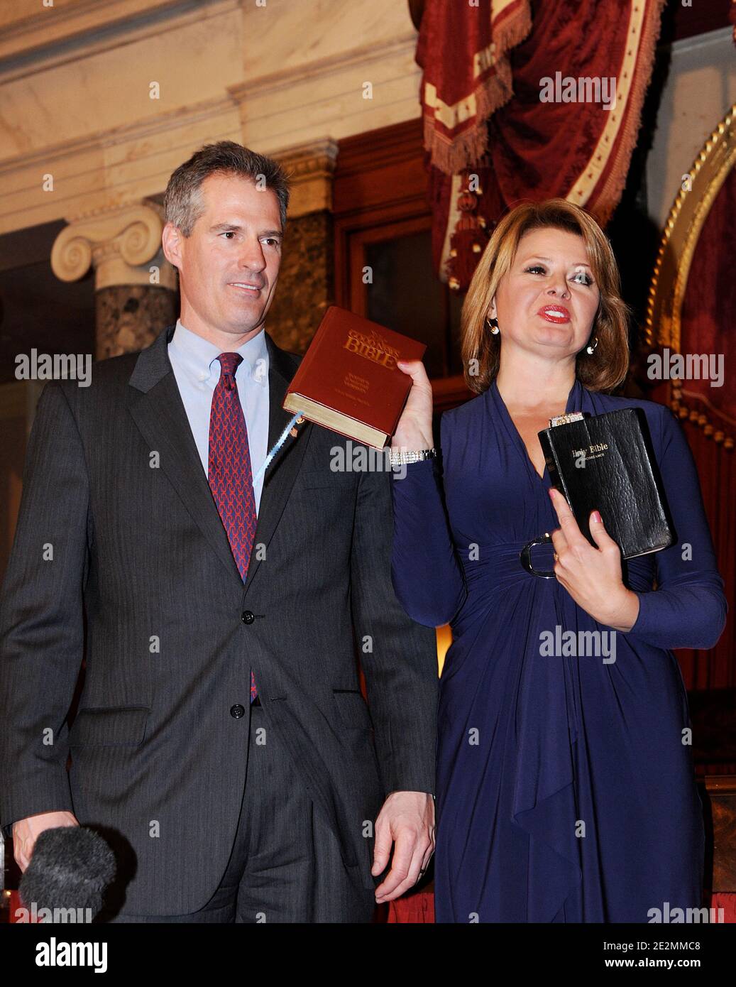 Sen.Scott Brown (Rep. Mass) and his wife Gail Huff look on during his ...