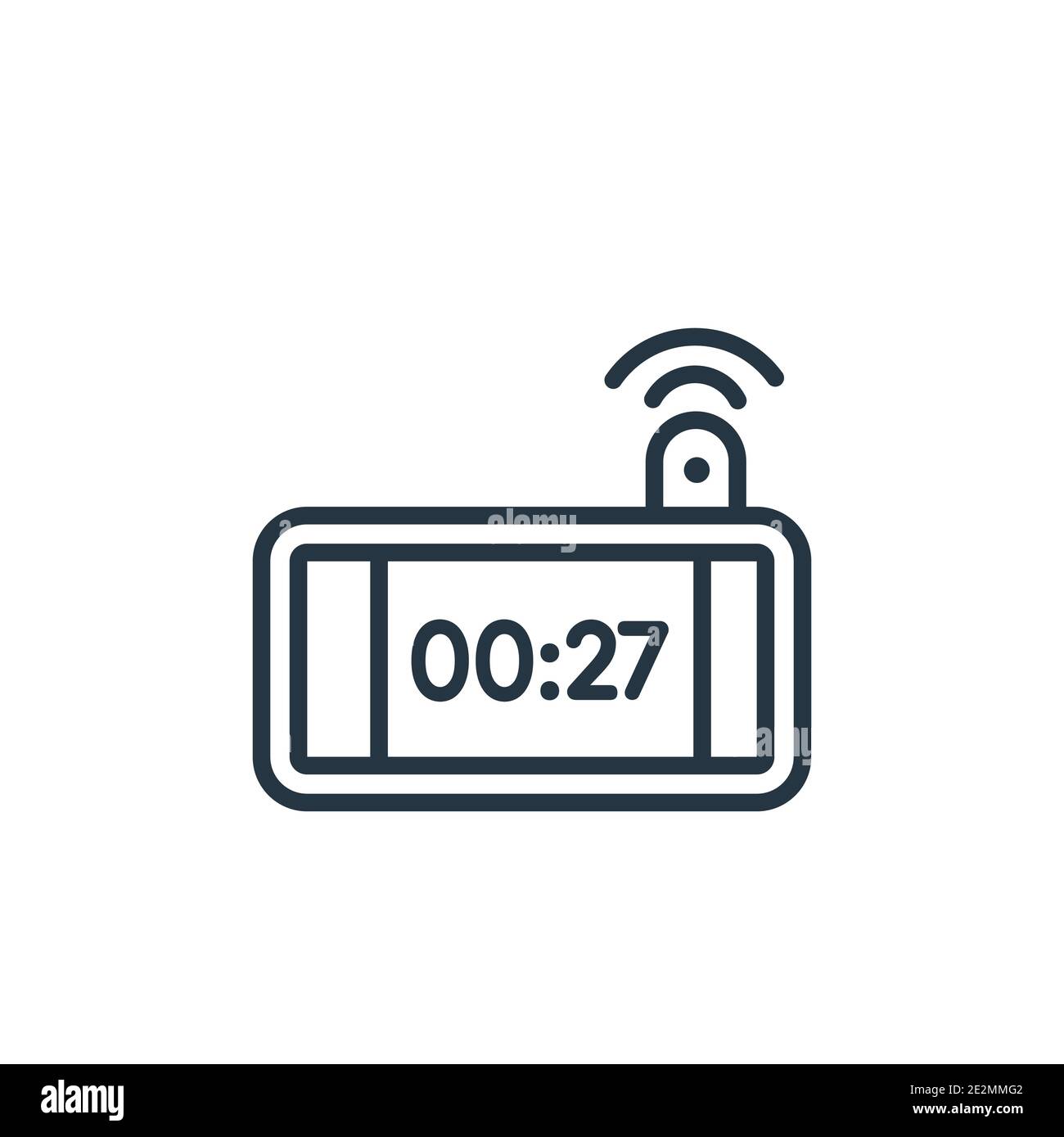 Digital clock outline vector icon. Thin line black digital clock icon ...