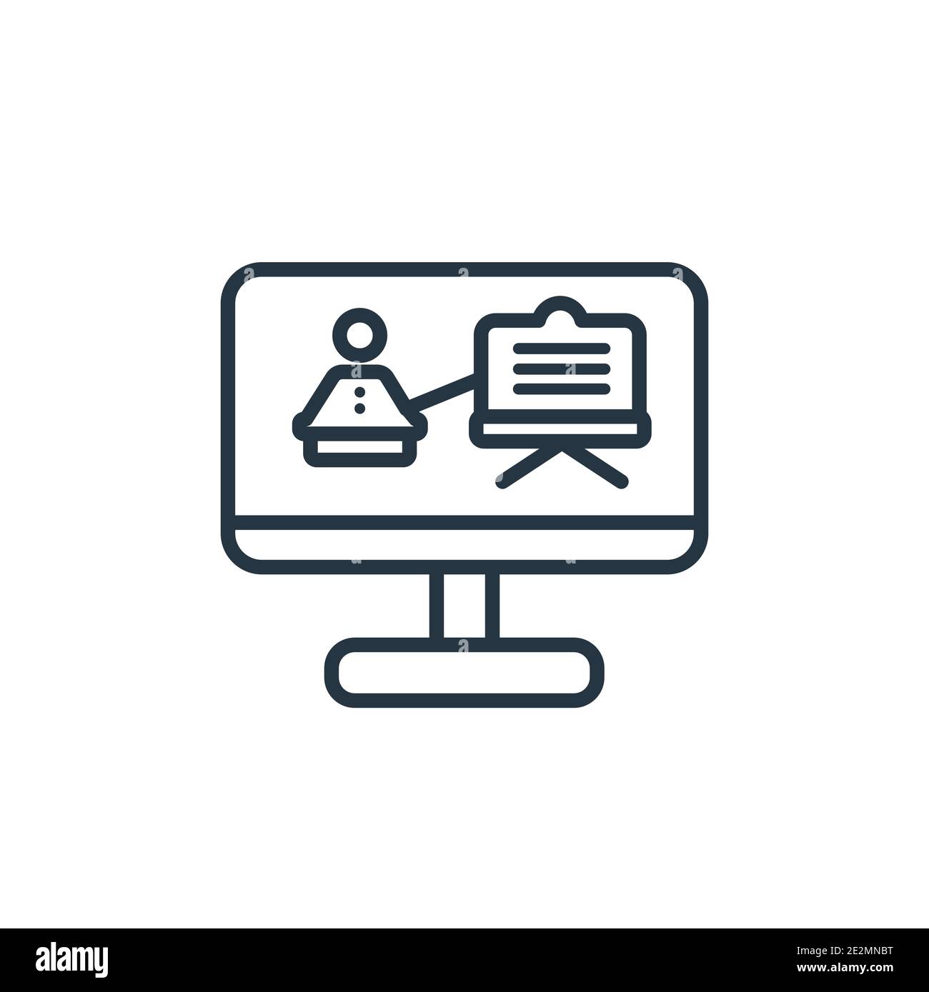 Distance teacher outline vector icon. Thin line black distance teacher ...