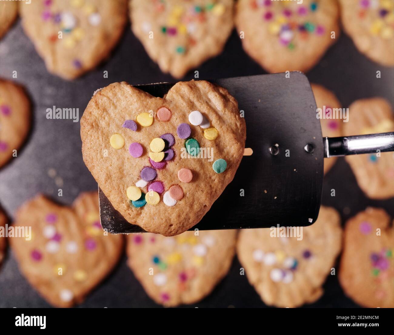 1980s HEART SHAPED BAKED COOKIES WITH SUGAR DOT SPRINKLES DESSERT ...