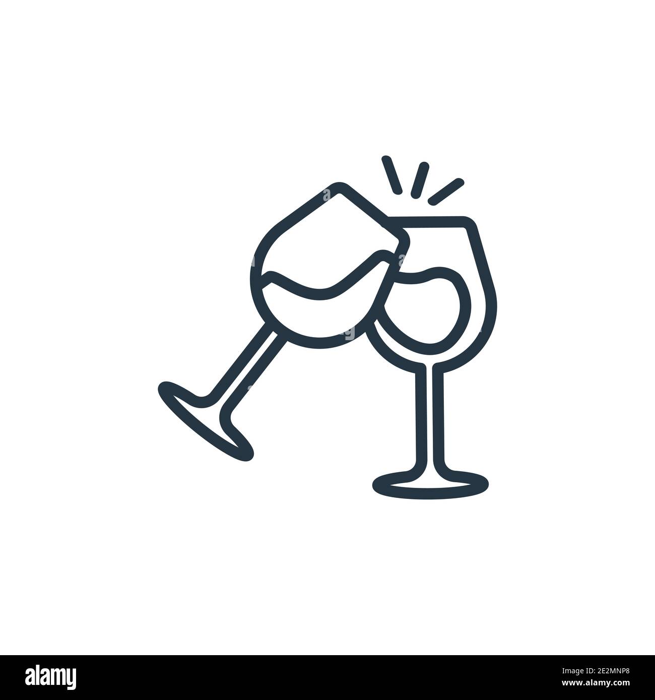 Wine toast outline vector icon. Thin line black wine toast icon, flat ...