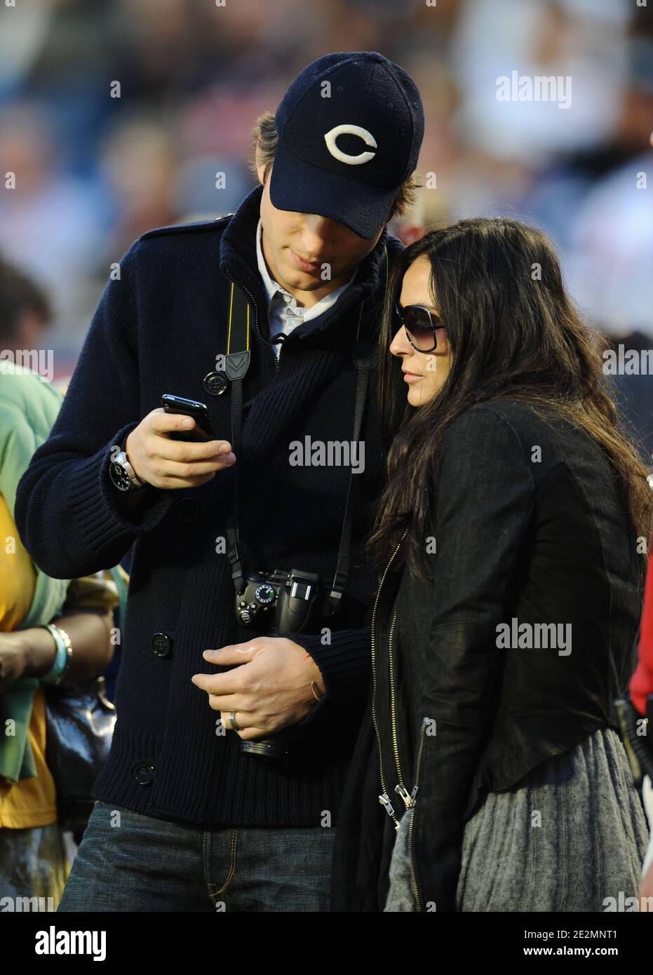 Ashton Kutcher and Demi Moore attend the Superbowl in Miami, USA on ...