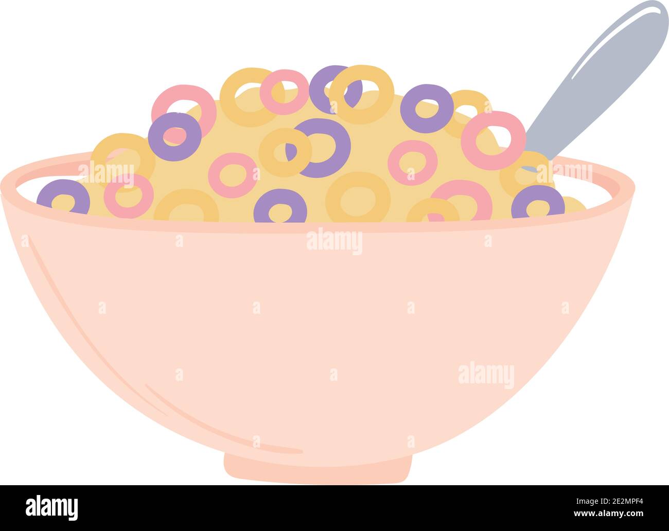 breakfast cereal in bowl with spoon, appetizing delicious food, icon ...
