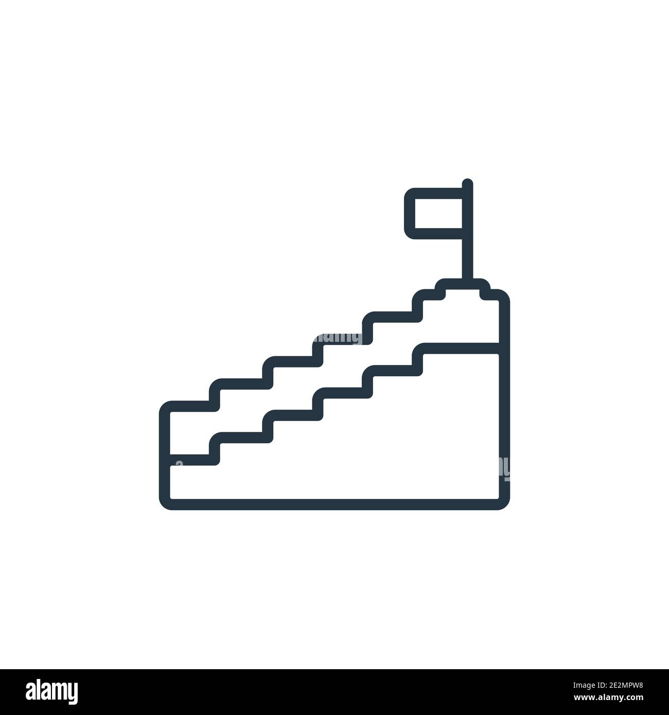 Steps to complete outline vector icon. Thin line black steps to ...