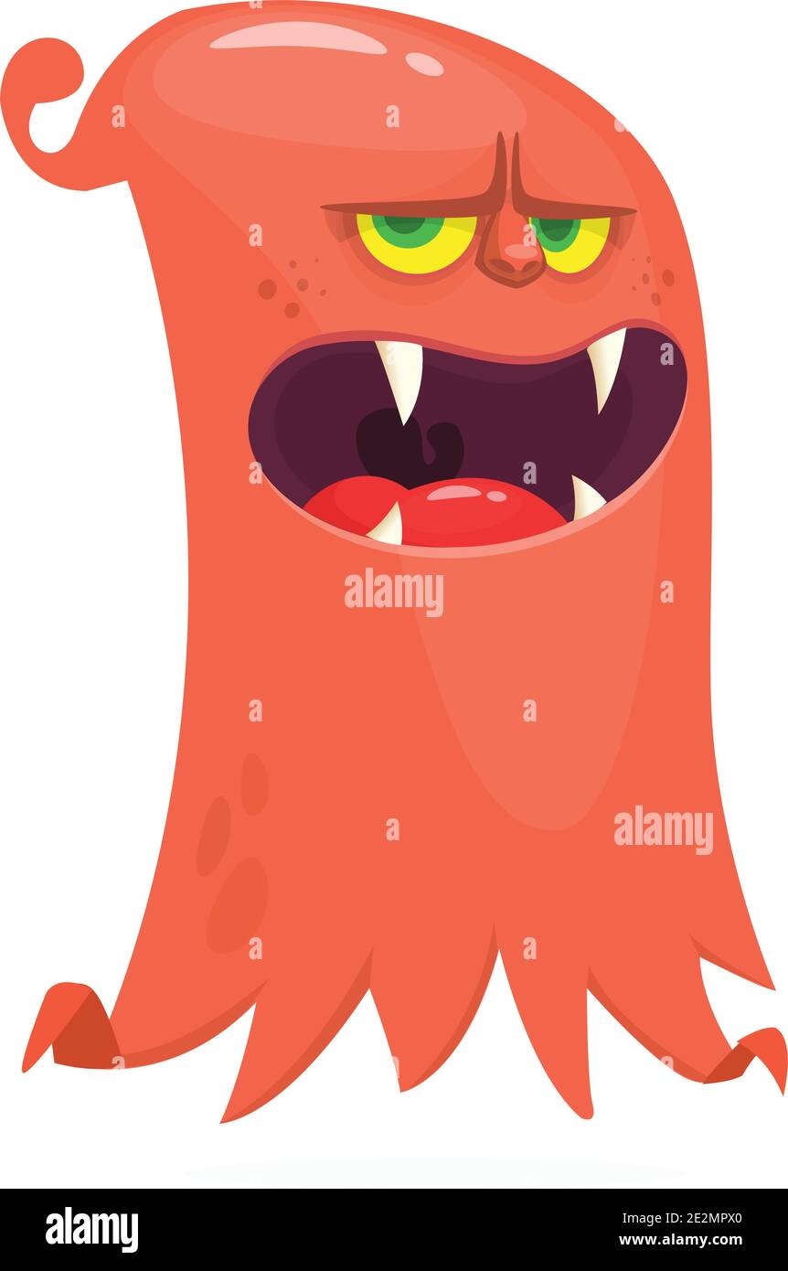 Angry cartoon flying monster. Vector illustration of funny alien ...