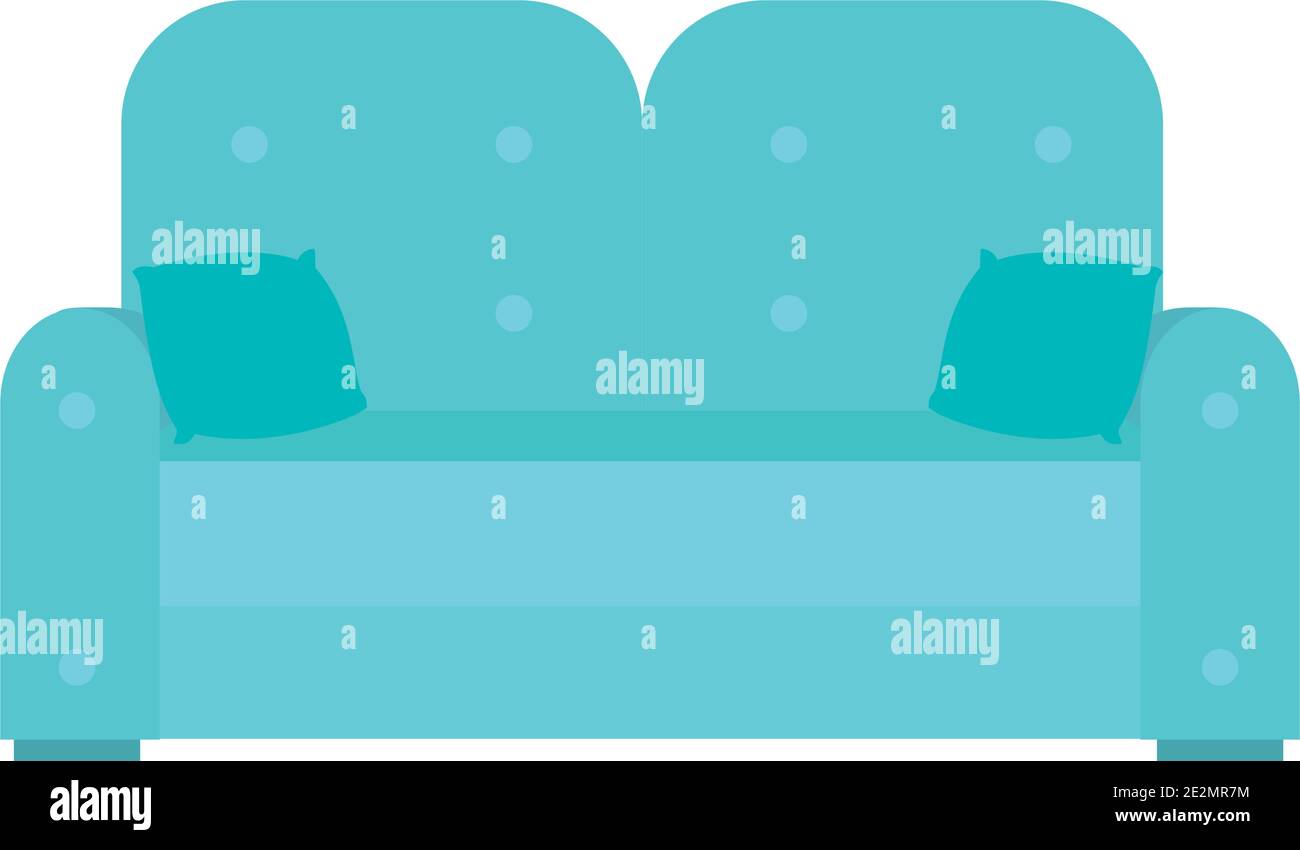 blue sofa icon over white background, flat style, vector illustration ...