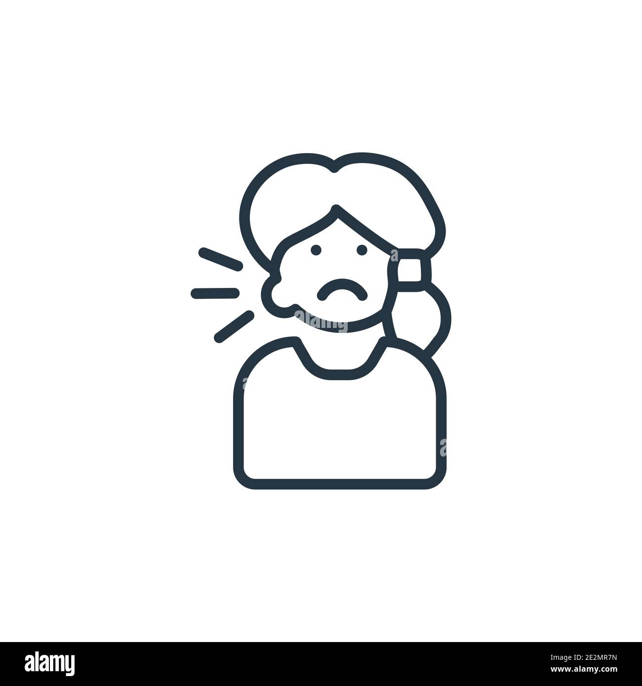 Sick girl outline vector icon. Thin line black sick girl icon, flat ...