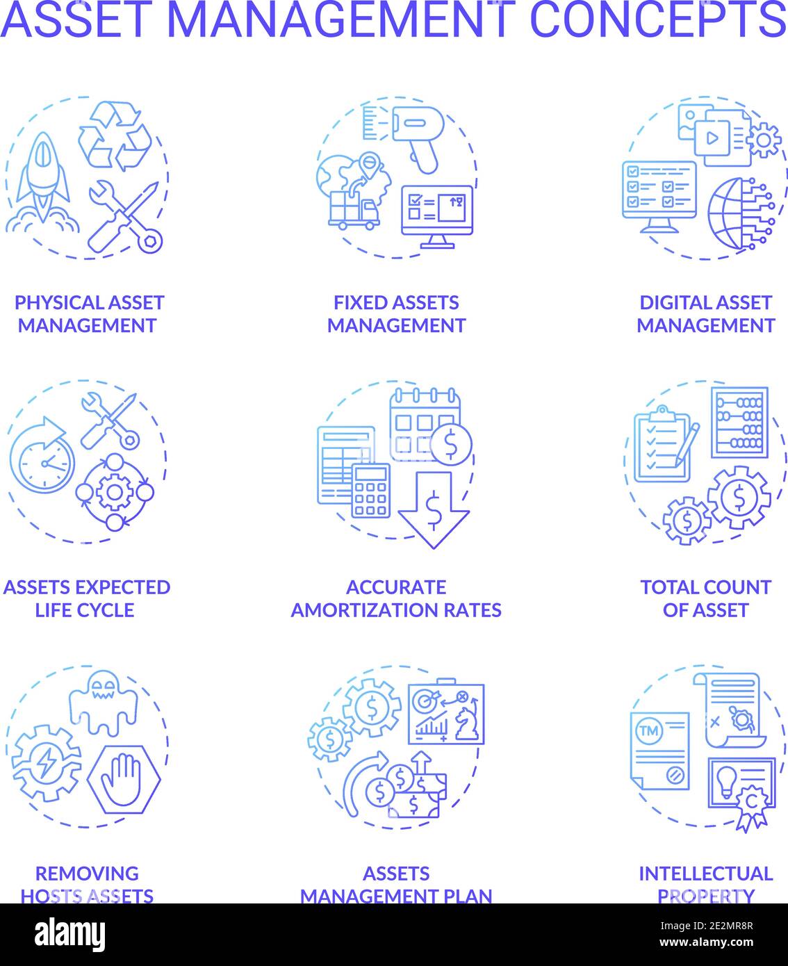 Asset management concept icons set Stock Vector Image & Art - Alamy