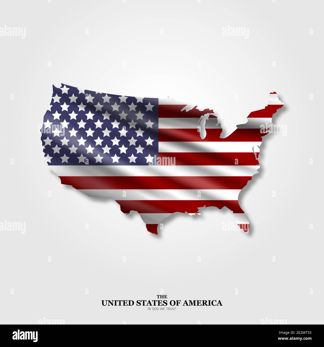 USA map flag with shadow on light background. Vector illustration Stock ...
