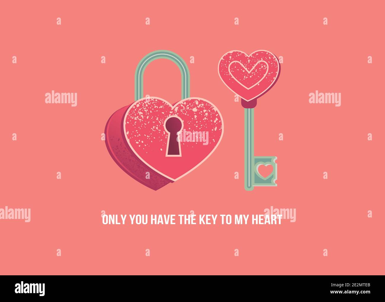 Valentines Day coloring cartoon lock and key with heart shape. Love ...