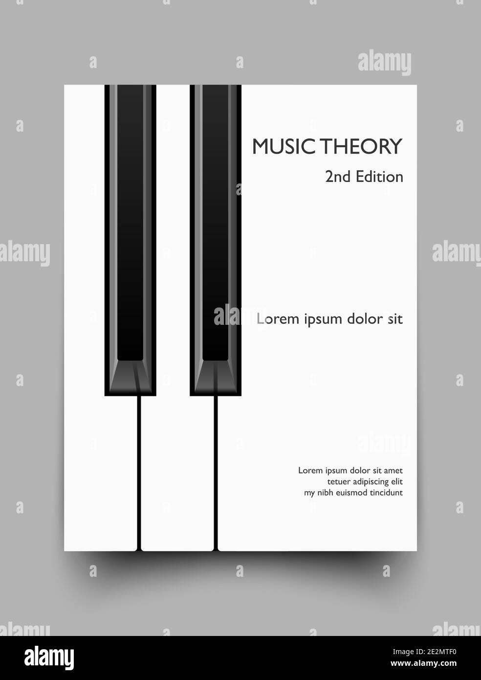 Music theory book cover mockup template, vector illustration Stock ...