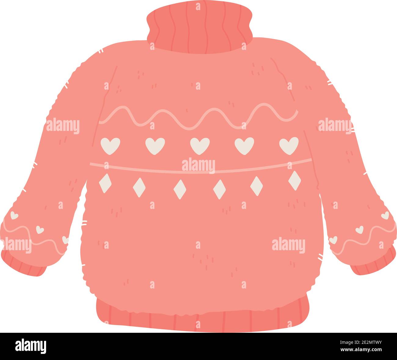 pink sweater warm clothes fashion, cartoon hygge style vector ...