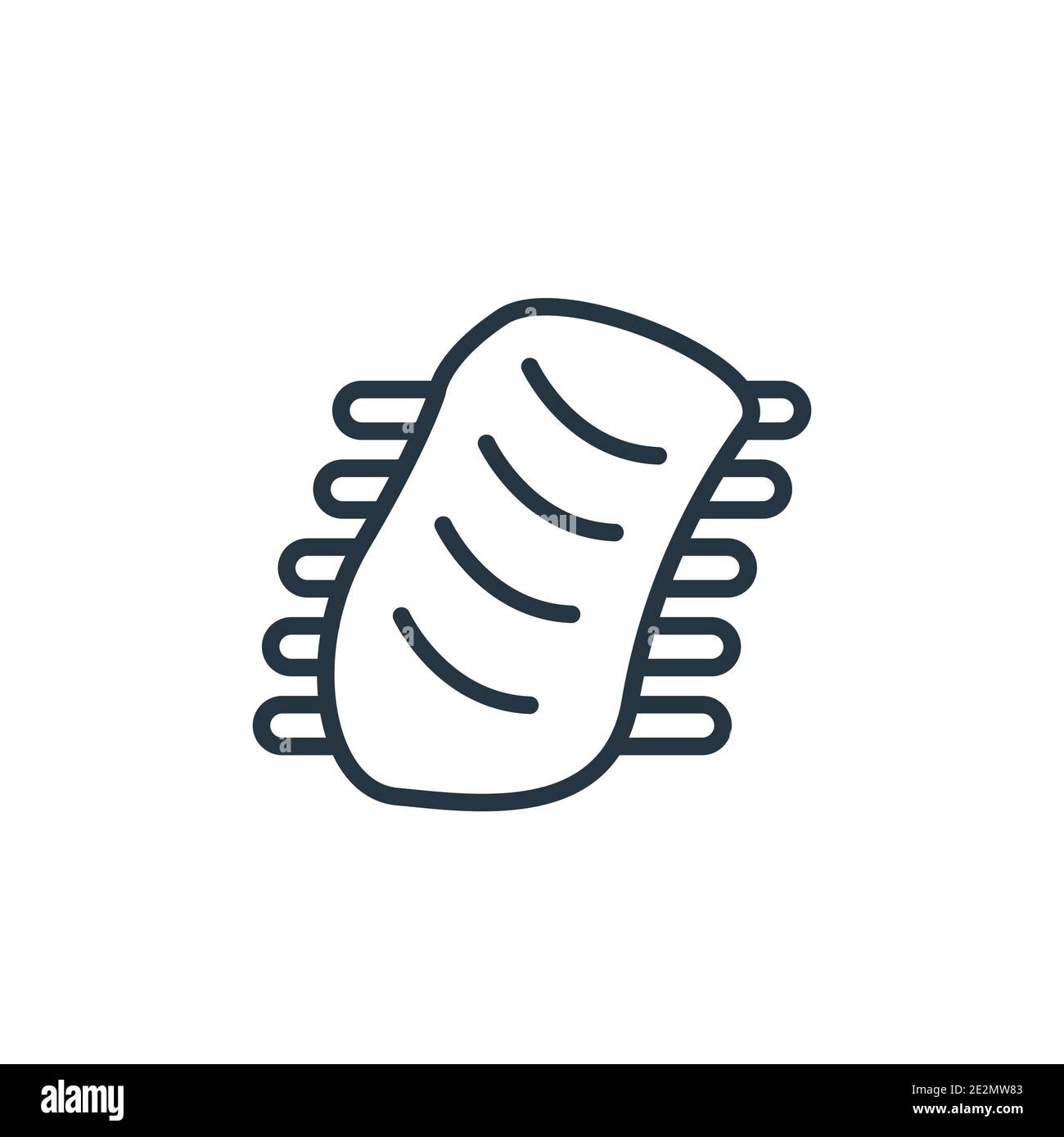 Pork ribs outline vector icon. Thin line black pork ribs icon, flat ...
