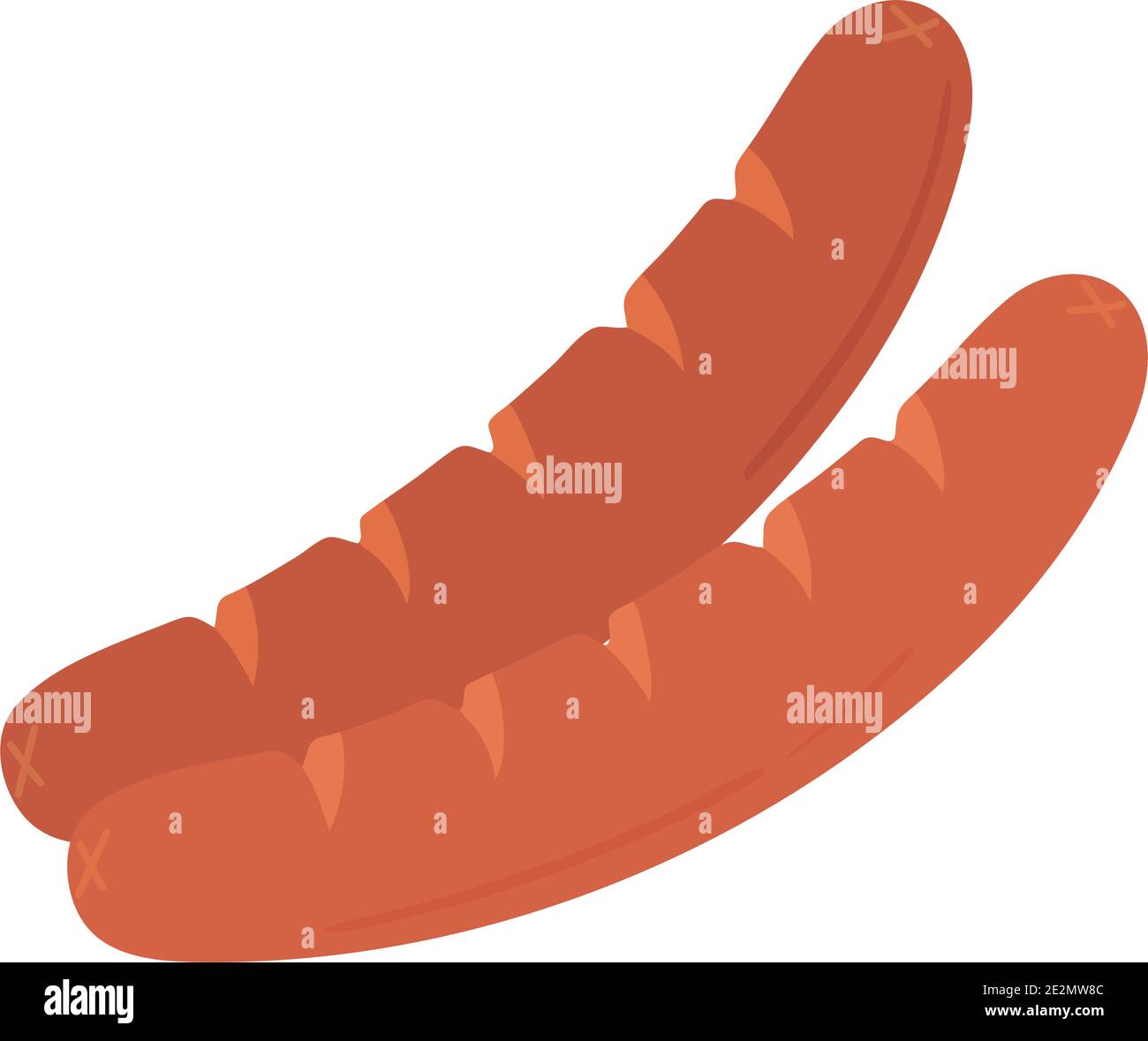 breakfast sausages appetizing delicious food, icon flat on white ...