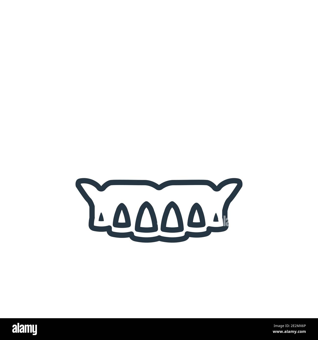Denture outline vector icon. Thin line black denture icon, flat vector ...