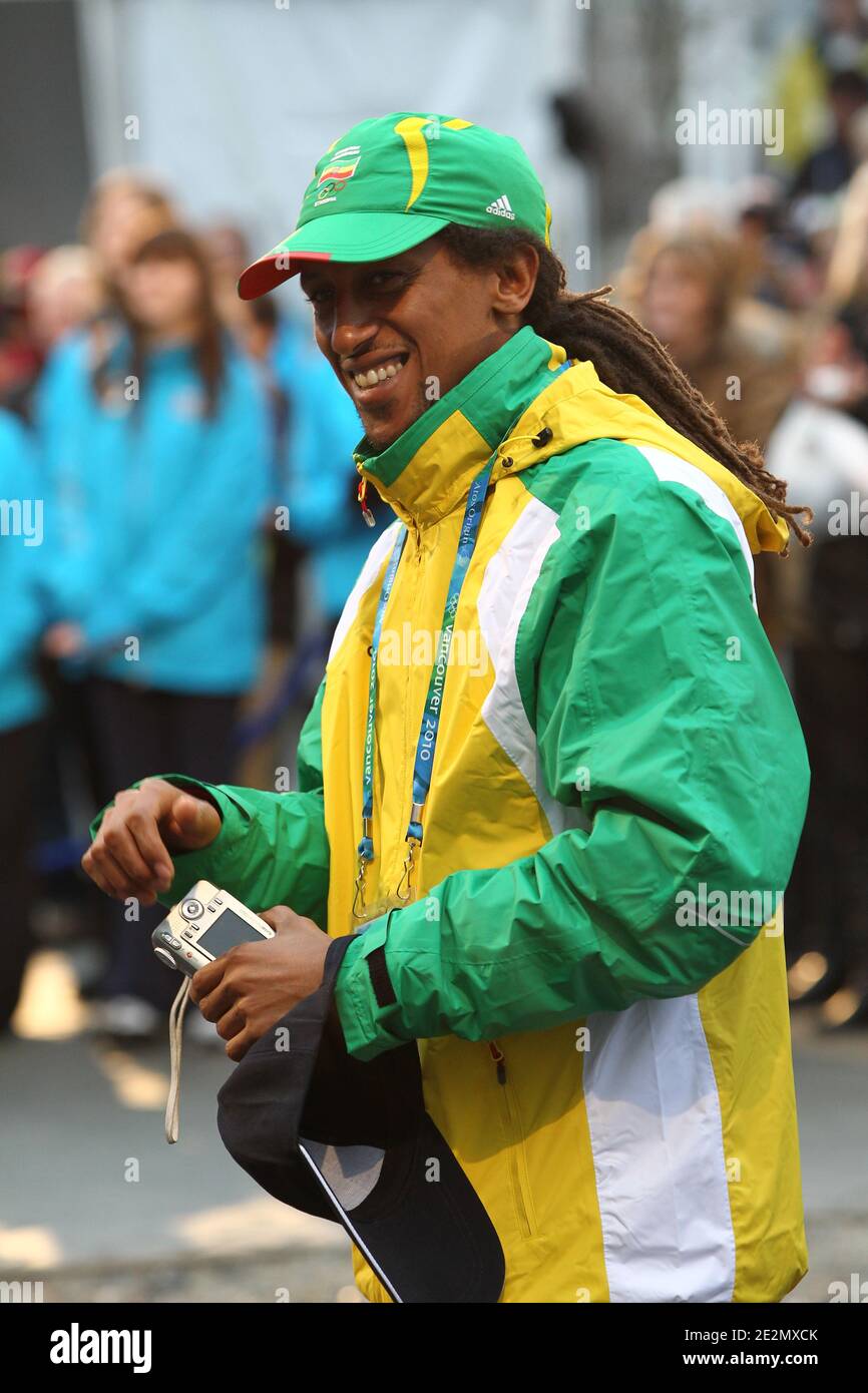 The Only one Ethiopian Ski Athlete Robel Zemichael During the flag ...